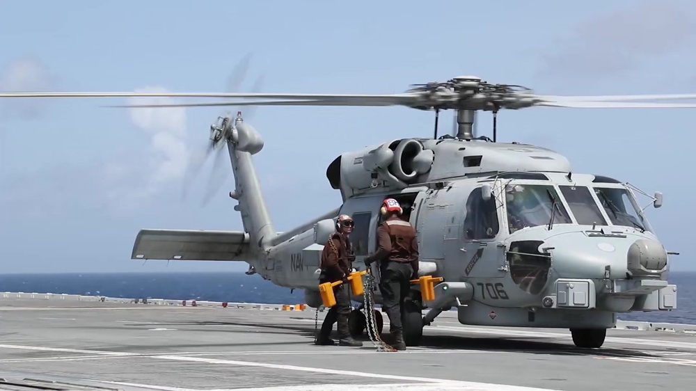 DVIDS - Video - Sea Hawk Helicopters Take Off From The USS Abraham Lincoln