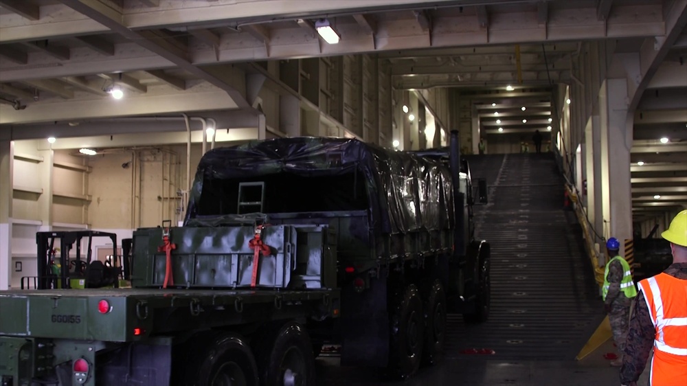 DVIDS - Video - U.S. Marines load vehicles on USNS Watkins during ...