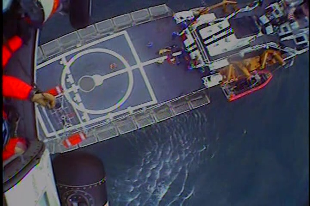 DVIDS - Video - Coast Guard hoists 2 mariners injured from vessel fire ...