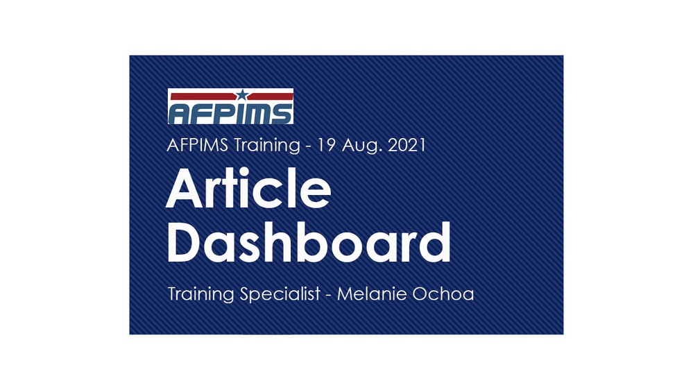 DVIDS - Video - Afpims Articlecs Dashboard