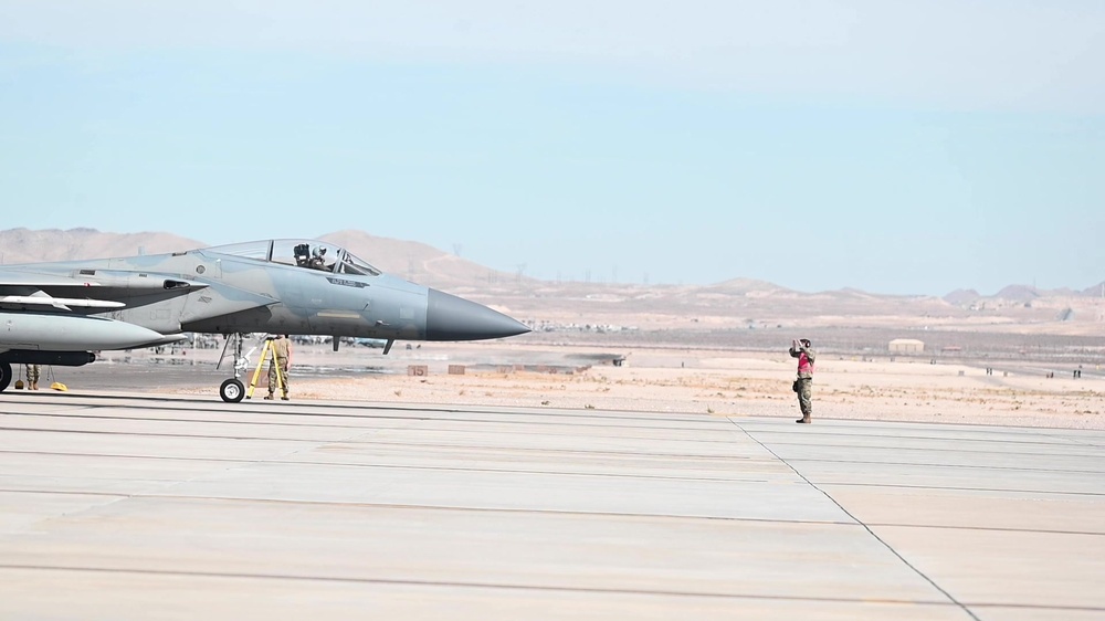 DVIDS - Video - Multiple aircraft taxi and take off from Nellis AFB