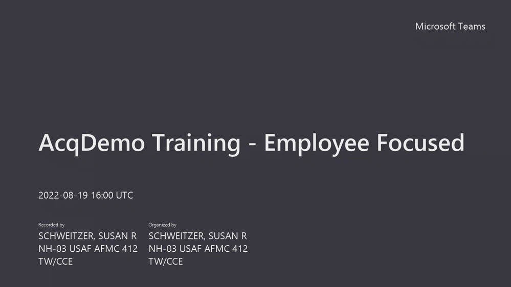 DVIDS - Video - Edwards AFB Brief: AcqDemo Training - Employee Focused