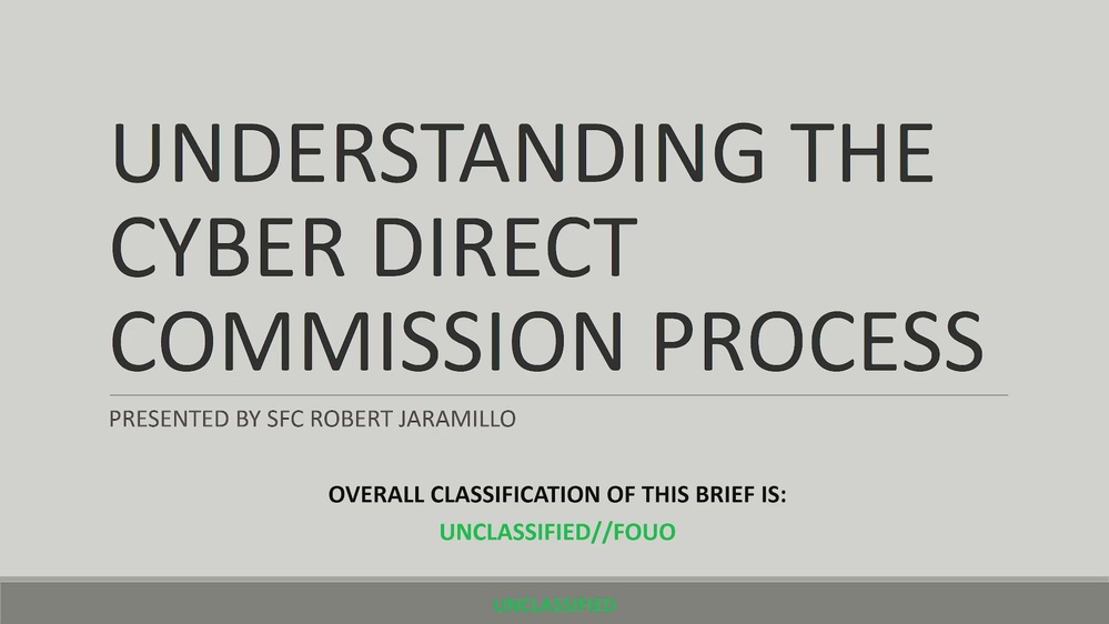 DVIDS - Video - Understanding the Cyber Direct Commission Process (CDCP) DVIDS - Video - Understanding the Cyber Direct Commission Process (CDCP)