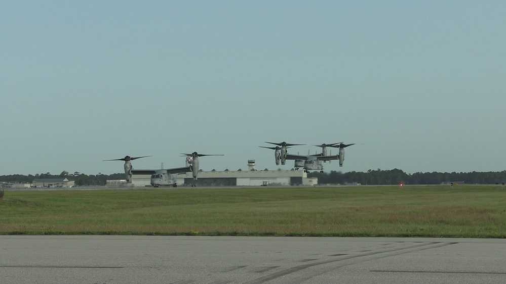 DVIDS - Video - Three MV-22B Ospreys Launch