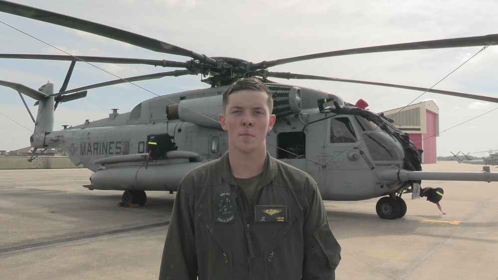 DVIDS - Video - Interview with Cpl. Aaron Lucas, a CH-53E Super Stallion crew chief with HMH-464