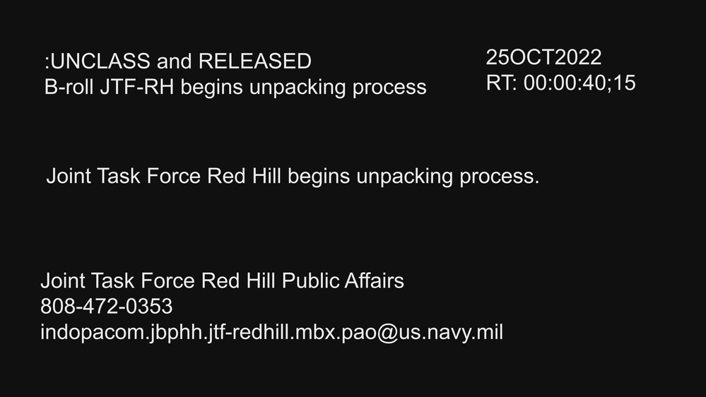 DVIDS - Video - Joint Task Force Red Hill begins unpacking