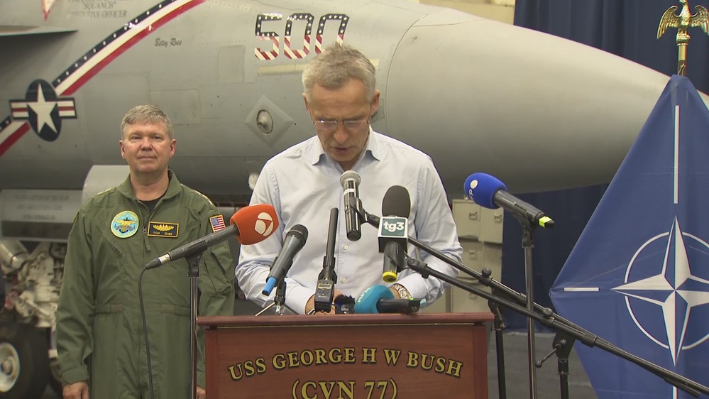 DVIDS - Video - NATO Secretary General press conference on board of USS ...