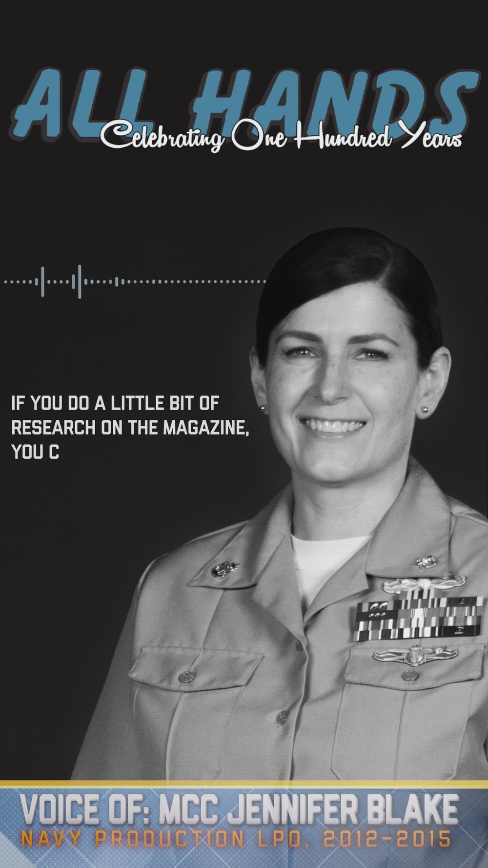 DVIDS - Video - Audiogram for All Hands Magazine feat. MCC Jen Blake