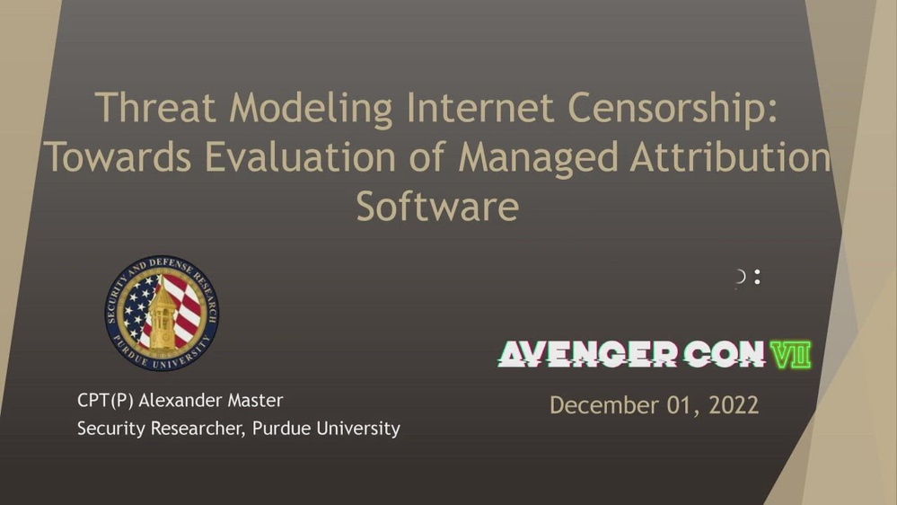 DVIDS - Video - AvengerCon VII: Threat Modeling Internet Censorship ...