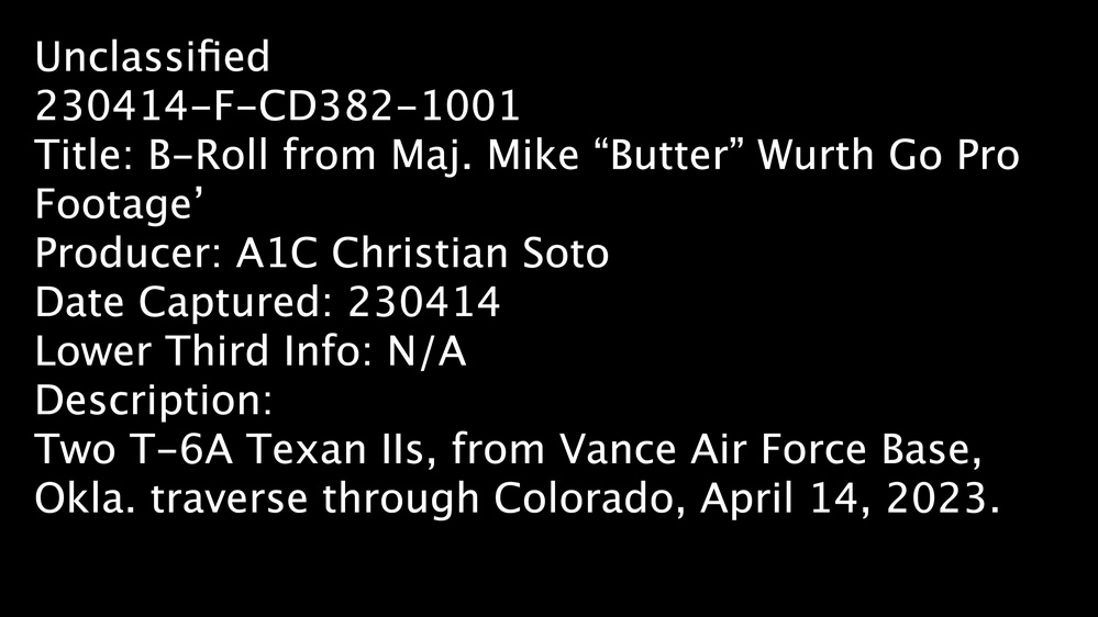 DVIDS - Video - Maj. Mike "Butter" Wurth Go Pro Footage over Colorado