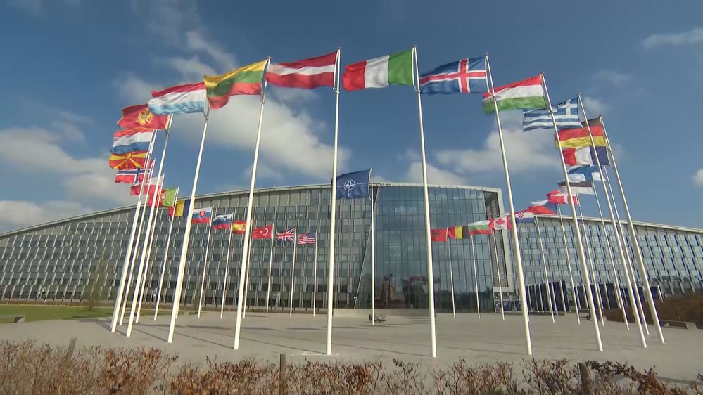 DVIDS - Video - Exterior shots of NATO HQ with 31 flags flying (B-ROLL 2)