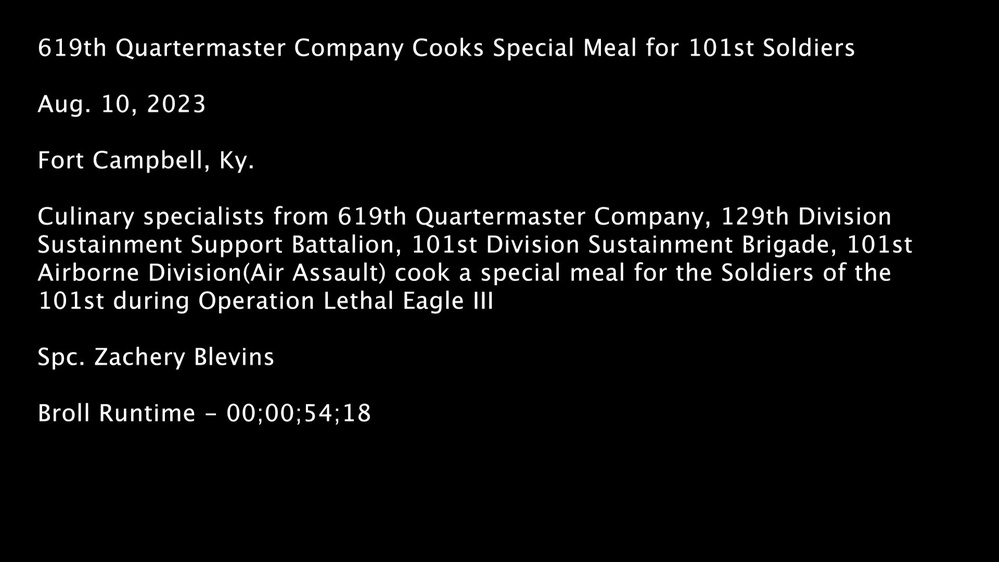 DVIDS - Video - 619th Quartermaster Company Cooks Special Meal
