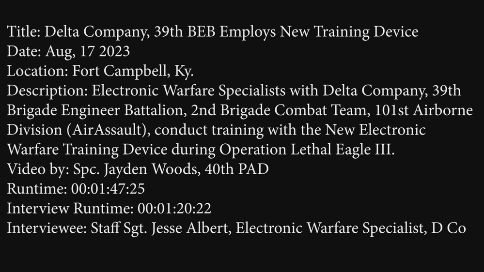DVIDS - Video - Delta Company, 39th BEB Employs New Training Device