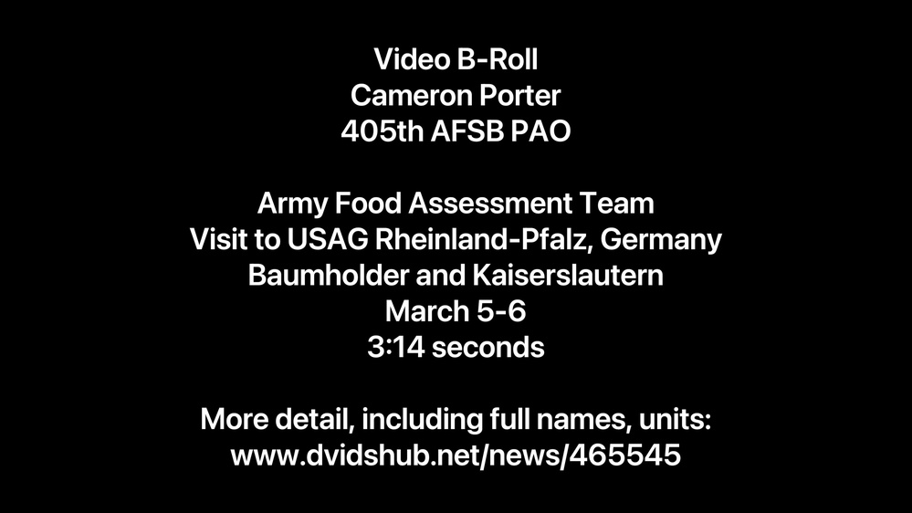 DVIDS - Video - Video B-Roll Package of Army Food Program assessment ...