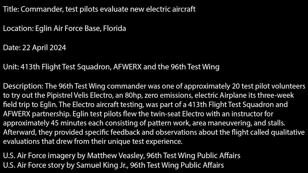 DVIDS - Video - Commander, test pilots evaluate new electric aircraft