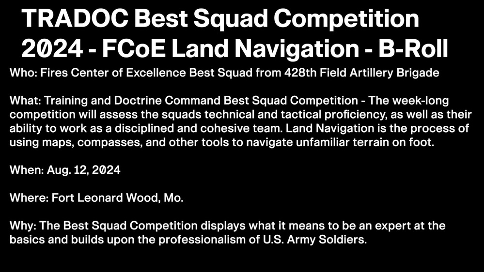 DVIDS - Video - TRADOC Best Squad Competition 2024 - FCoE Land ...