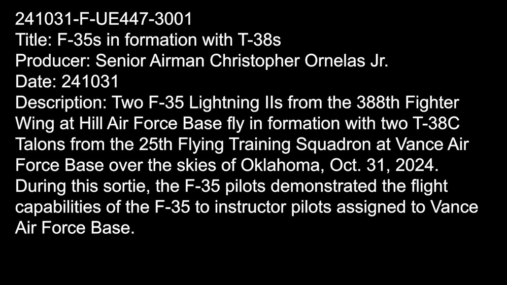 DVIDS - Video - F-35 Formation Flight over Vance Air Force Base