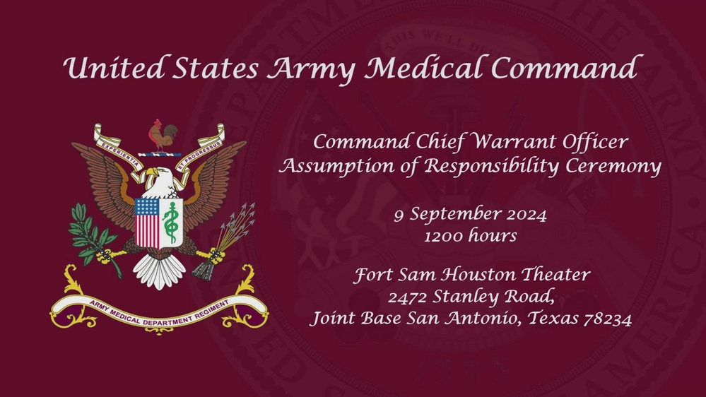DVIDS - Video - MEDCOM inaugural Command Chief Warrant Officer ...