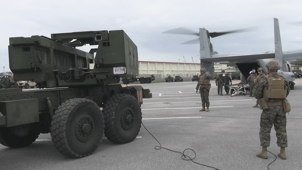 DVIDS - Video - U.S. Marines resupply HIMARS via MV-22B Osprey