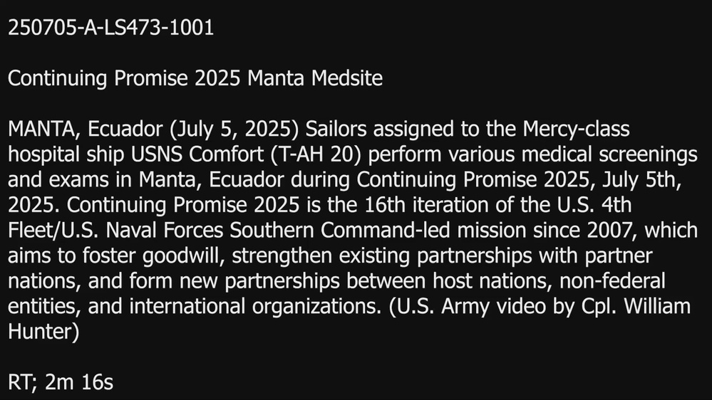 DVIDS - Video - Continuing Promise 2025 Manta Medsite