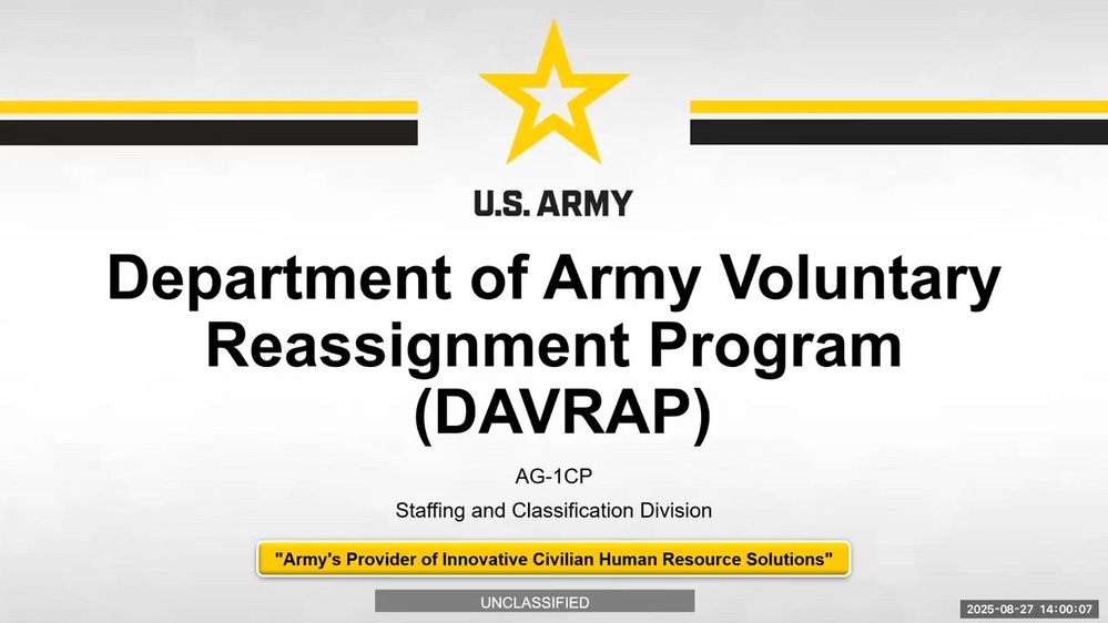 DVIDS - Video - Department of the Army Voluntary Reassignment Program ...