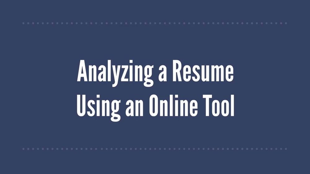 DVIDS - Video - Analyzing a Resume Using an Online Tool