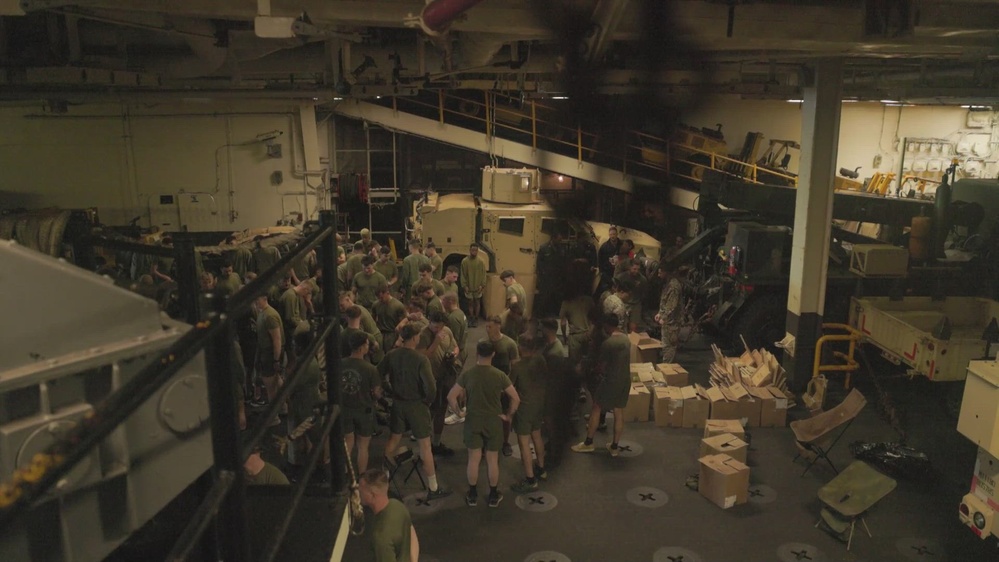 DVIDS - Video - 11th MEU Marines Load Ammo Crates Aboard USS Boxer