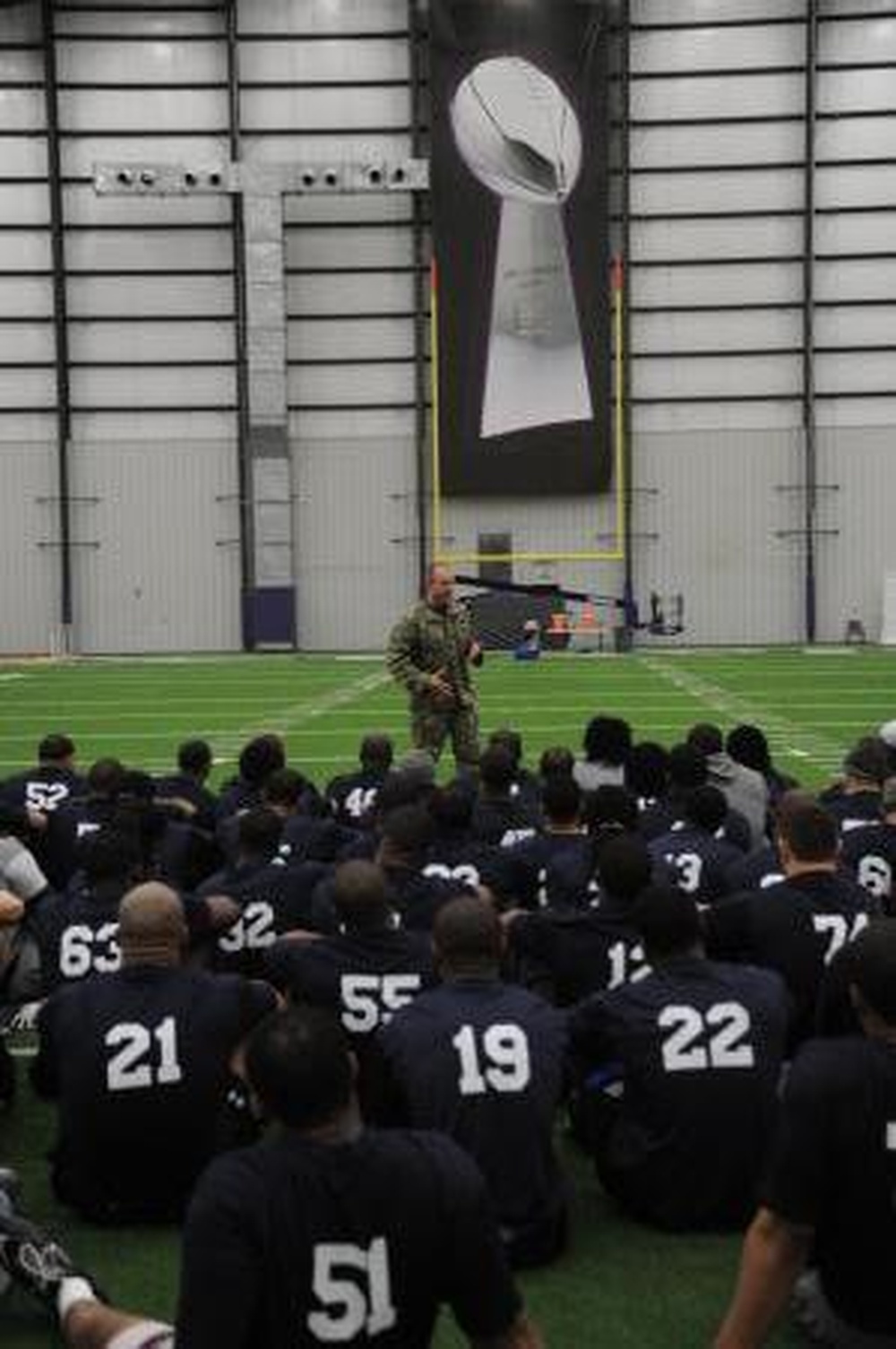 DVIDS - News - SEALS and SWCCs meet with prospective players at NFL combine