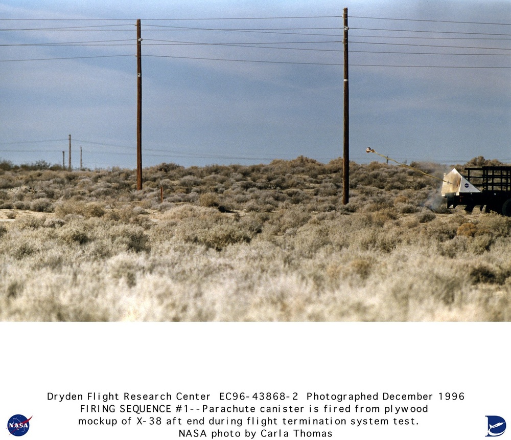 DVIDS - Images - X-38: Parachute Canister Fired from Plywood Mockup ...