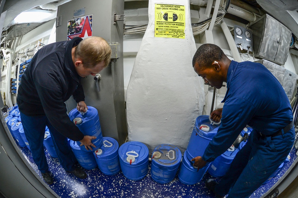 DVIDS - Images - USS Monterey sailors transfer AFFF bottles