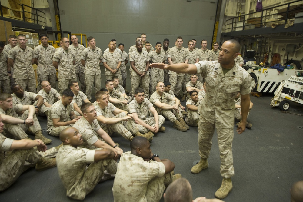 DVIDS - Images - CLB-22 Marines receive liberty brief before port call ...
