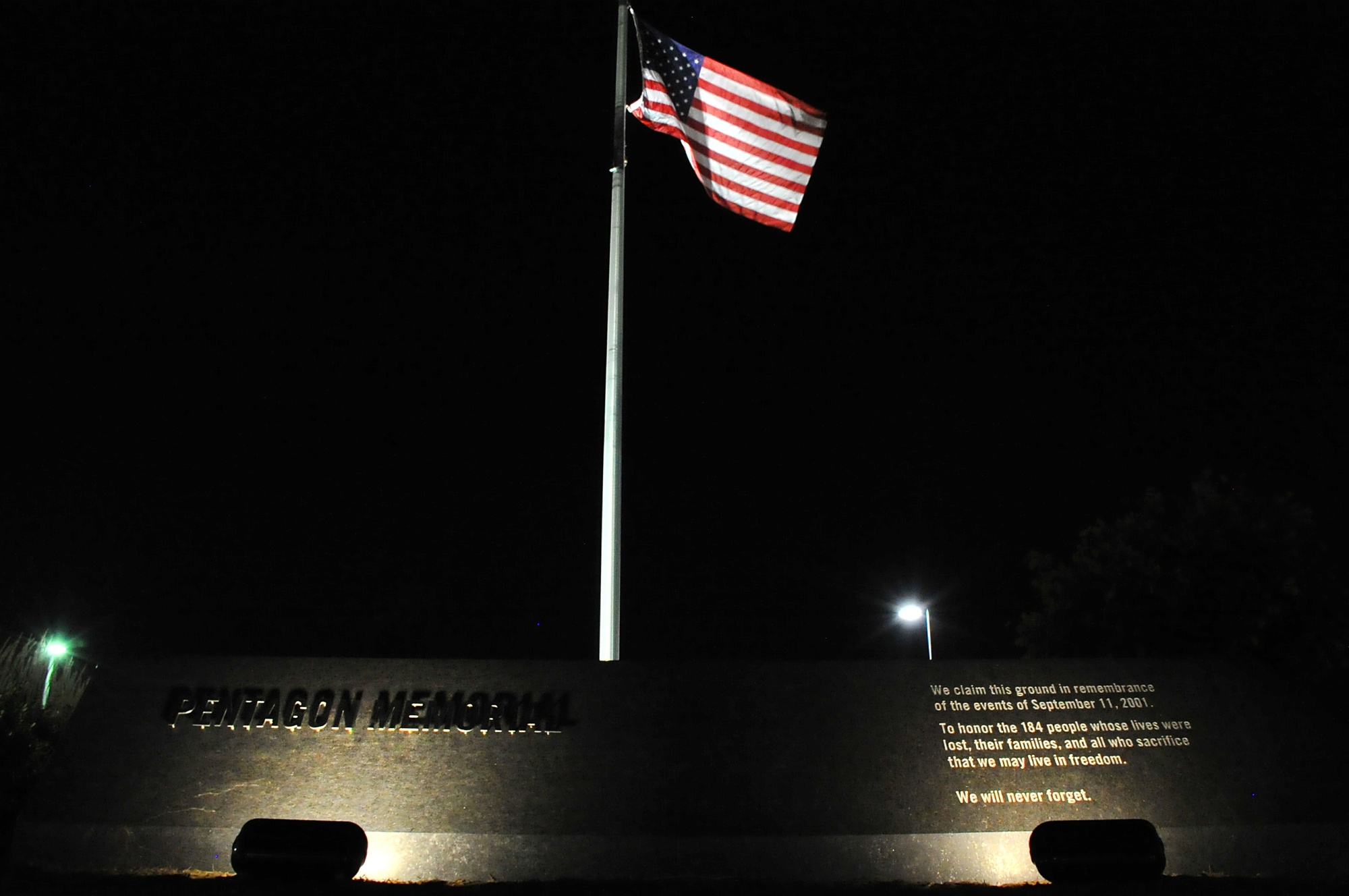 Pentagon Memorial At Night