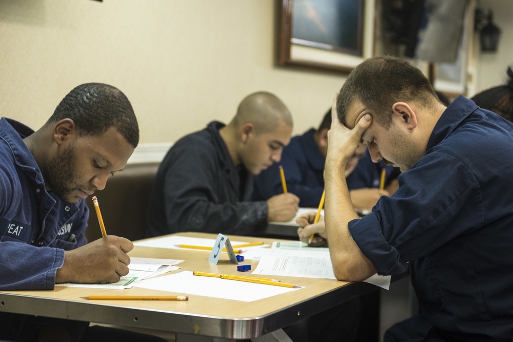 DVIDS - Images - USS Halsey Sailors take petty officer 3rd class ...