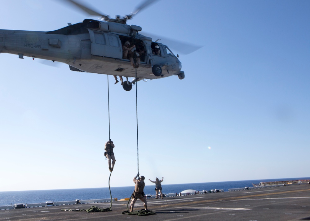 DVIDS - Images - BLT 2/6 conducts fast rope training aboard USS ...