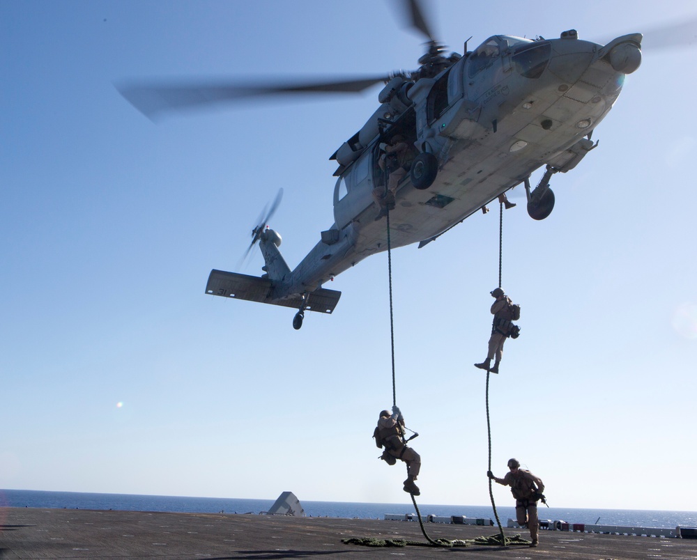 DVIDS - Images - BLT 2/6 conducts fast rope training aboard USS ...