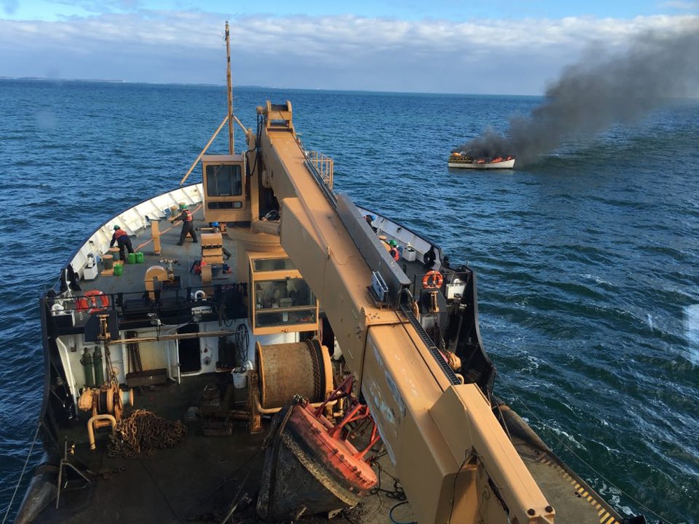 DVIDS - Images - Coast Guard, good Samaritan respond to burning fishing ...