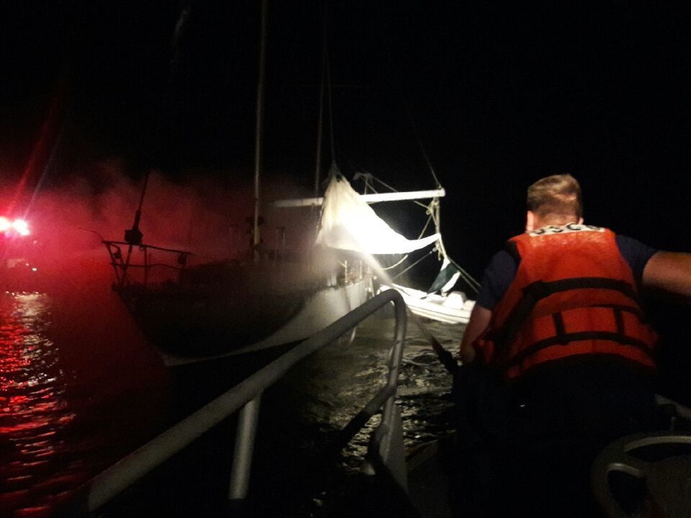 Dvids Images Coast Guard Rescues Man After Sailboat Explosion