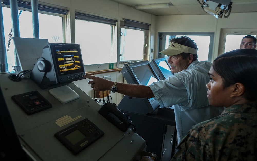 DVIDS - Images - 2nd MLG Marines recieve tour of the SS Wright's bridge ...