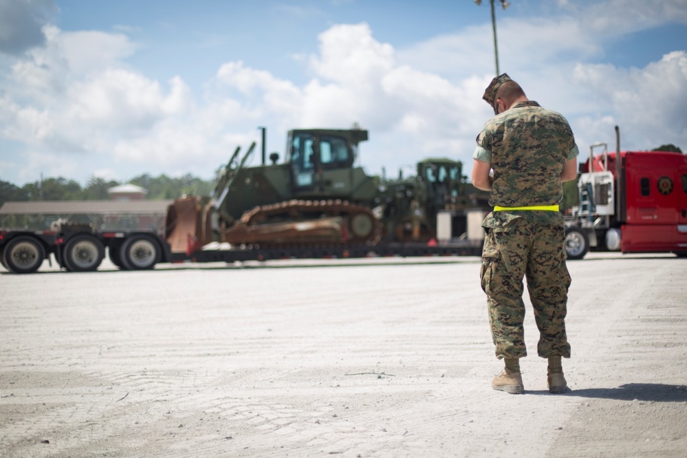 DVIDS - Images - SPMAGTF-SC Marines coordinate gear movement [Image 1 of 3]