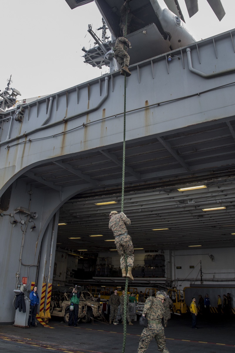 DVIDS - Images - 31st MEU fast ropes while underway [Image 6 of 6]