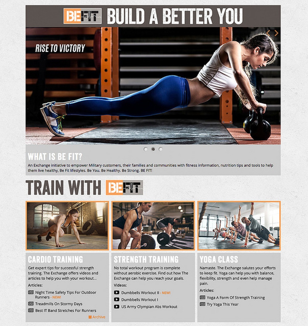 DVIDS - News - Army & Air Force Exchange Service Bulks Up BE FIT Website