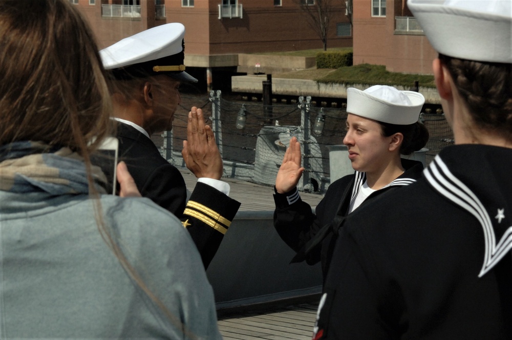 DVIDS - Images - Re-enlistment ceremony aboard a Battleship [Image 2 of 3]