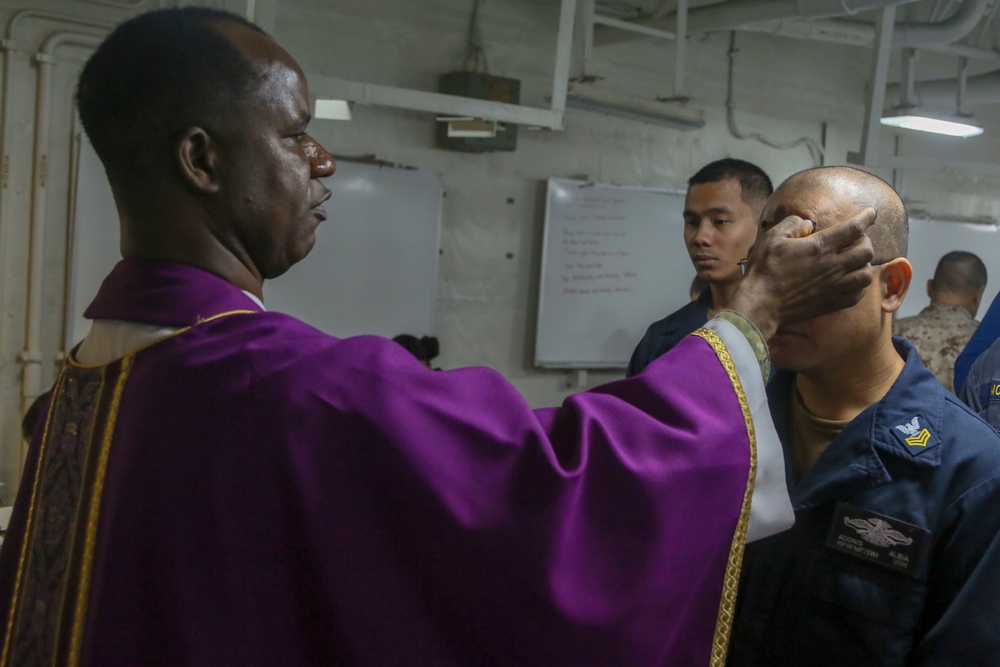 DVIDS - Images - Lent service held aboard USS Bataan (LHD 5) [Image 5 of 5]