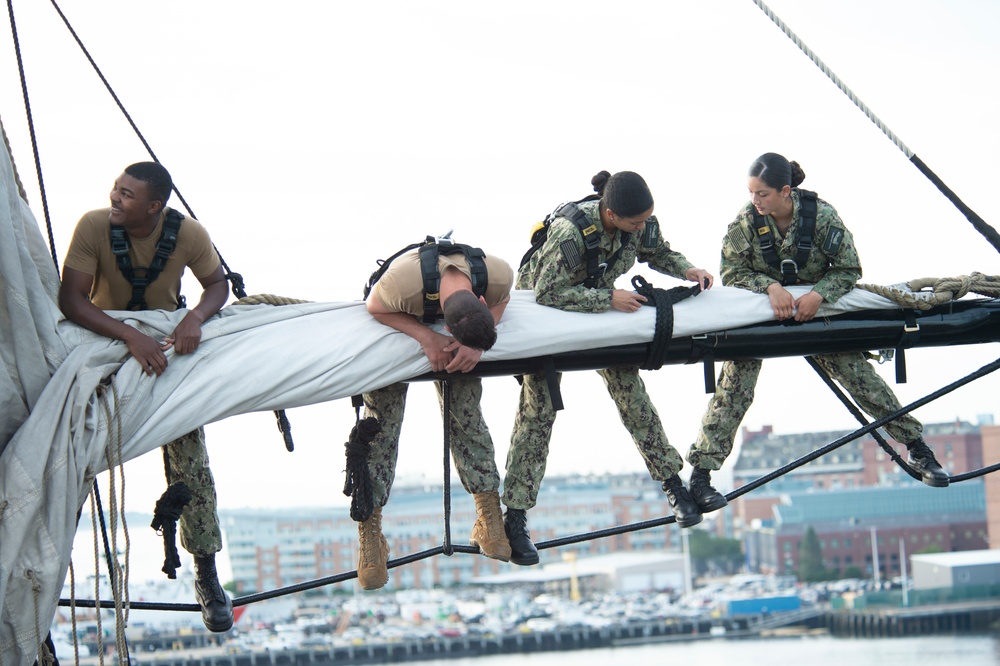 DVIDS - Images - Sailors furl the mizzen topsail aboard USS ...
