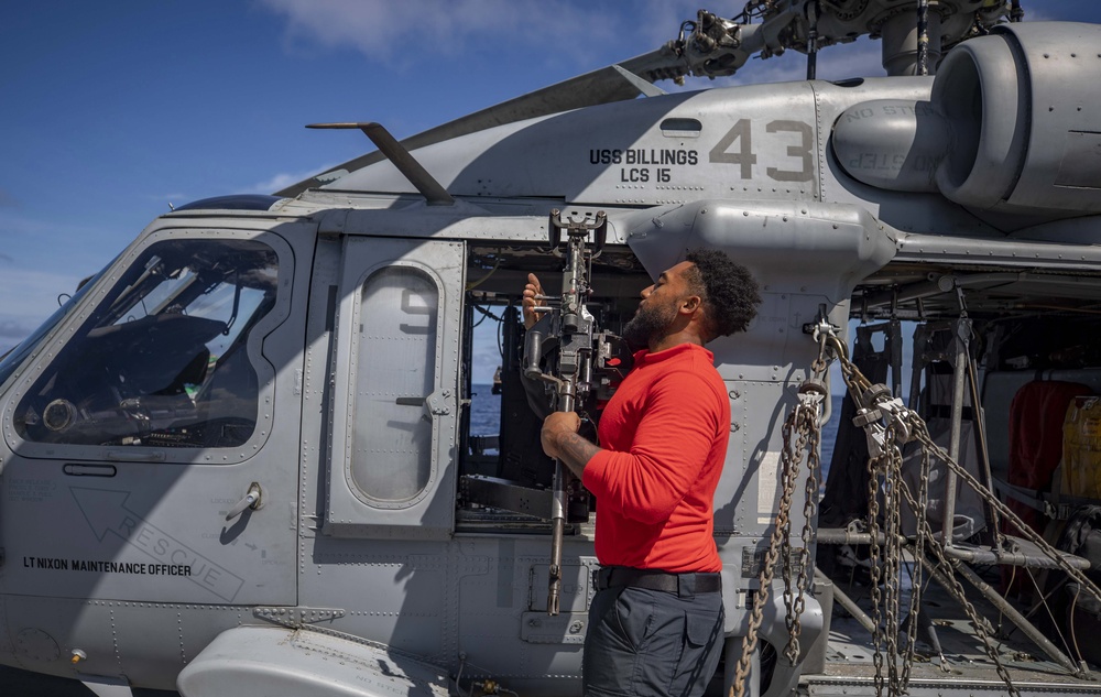 DVIDS - Images - USS Billings Sailor Inspects an M240D Machine Gun ...