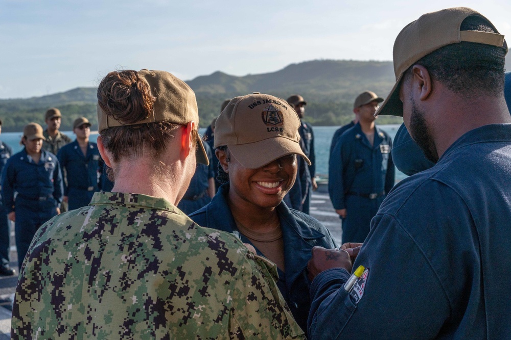 DVIDS - Images - USS Jackson (LCS 6) Sailor Frocking [Image 7 of 7]