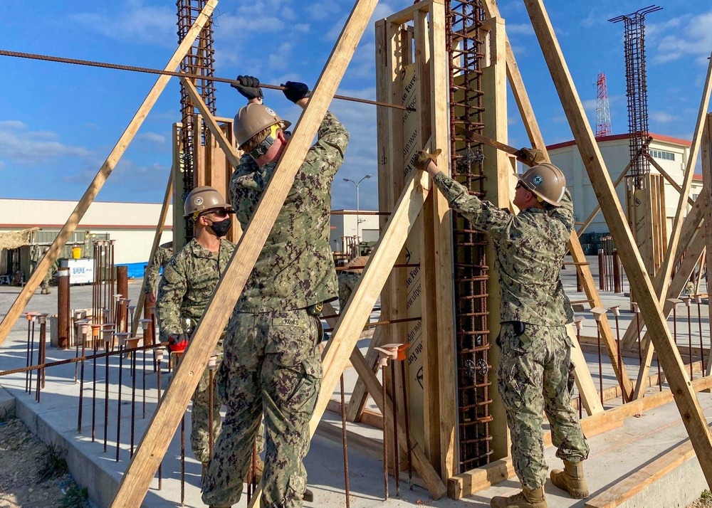 DVIDS - Images - US Navy Seabees with NMCB-5 build formwork for the ...
