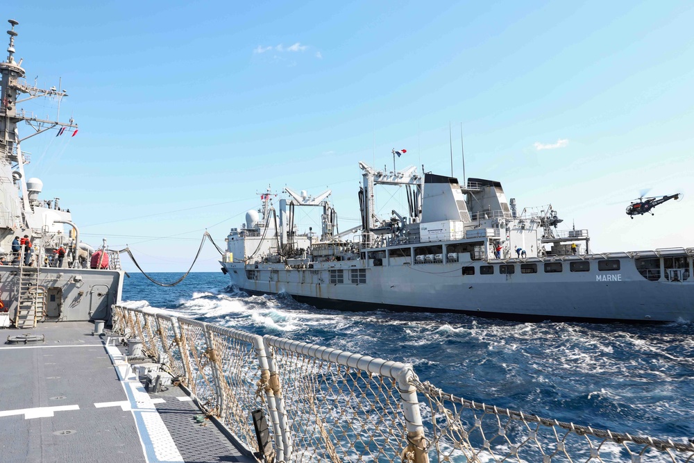 DVIDS - Images - USS Ross replenishes at sea with French ship FS Marne ...