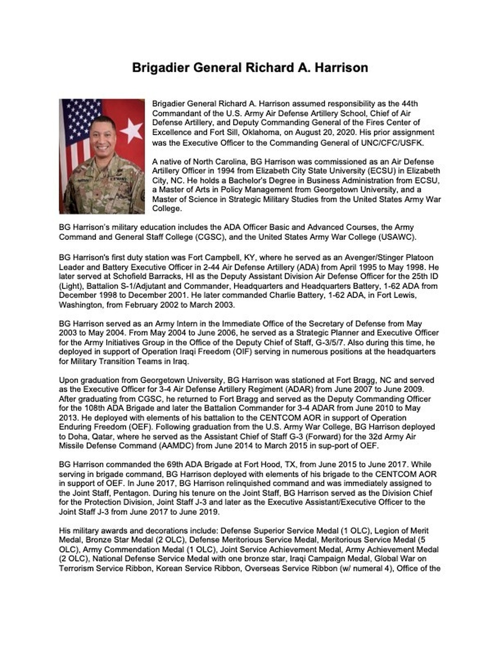 DVIDS - News - Brig. Gen. Richard A. Harrison, 44th Air Defense ...