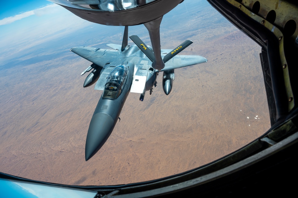 DVIDS - Images - KC-135 refuels F-15s in U.S. CENTCOM [Image 2 of 7]